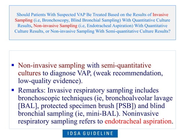 VAP/HAP management guidelines by IDSA/ATS (2016) -: Dr.Tinku Joseph | PPT
