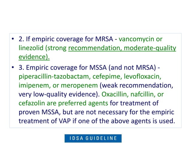 VAP/HAP management guidelines by IDSA/ATS (2016) -: Dr.Tinku Joseph | PPTX