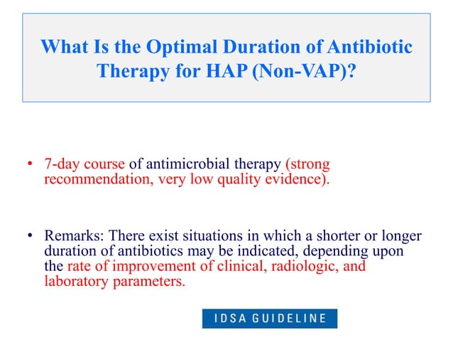 VAP/HAP management guidelines by IDSA/ATS (2016) -: Dr.Tinku Joseph | PPTX