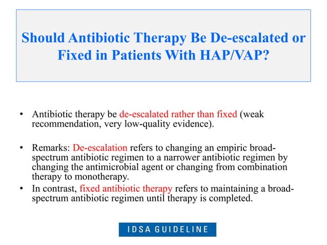 VAP/HAP management guidelines by IDSA/ATS (2016) -: Dr.Tinku Joseph | PPTX