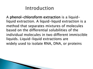 DNA Extraction by phenol-choloroform Method | PDF | Chemistry | Science