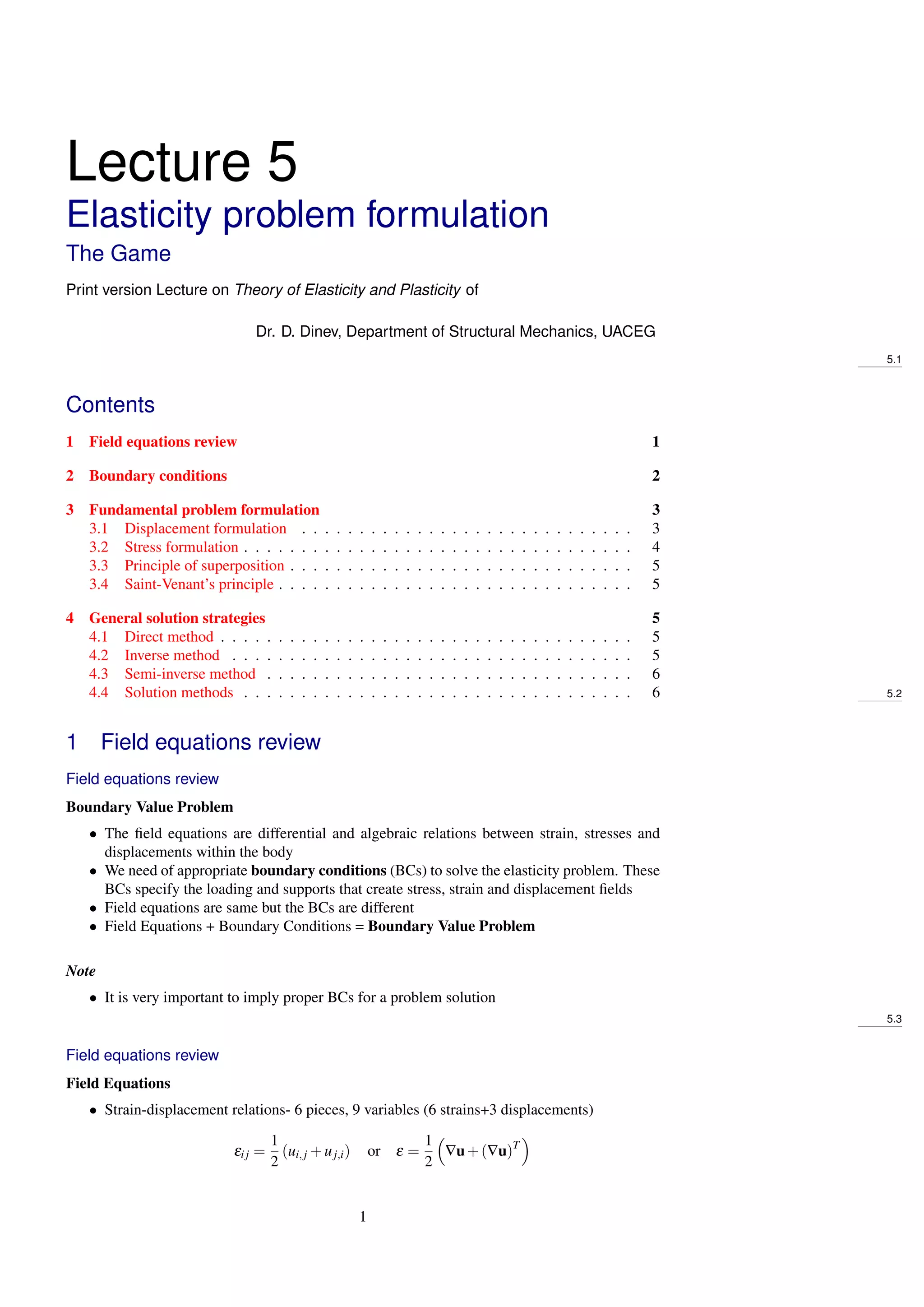 Elasticity problem formulation Att 6582 | PDF