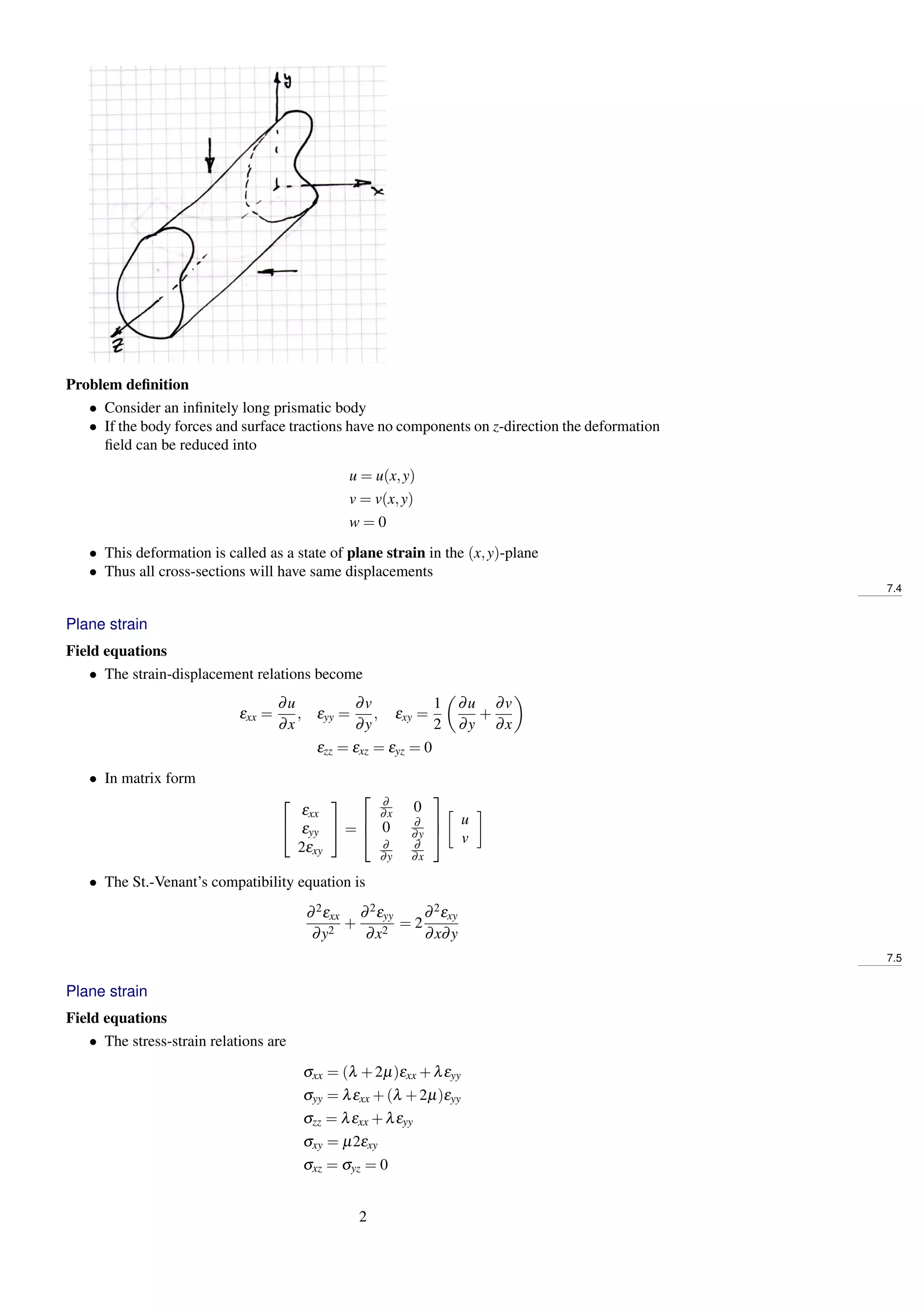 2-D formulation Plane theory of elasticity Att 6672 | PDF