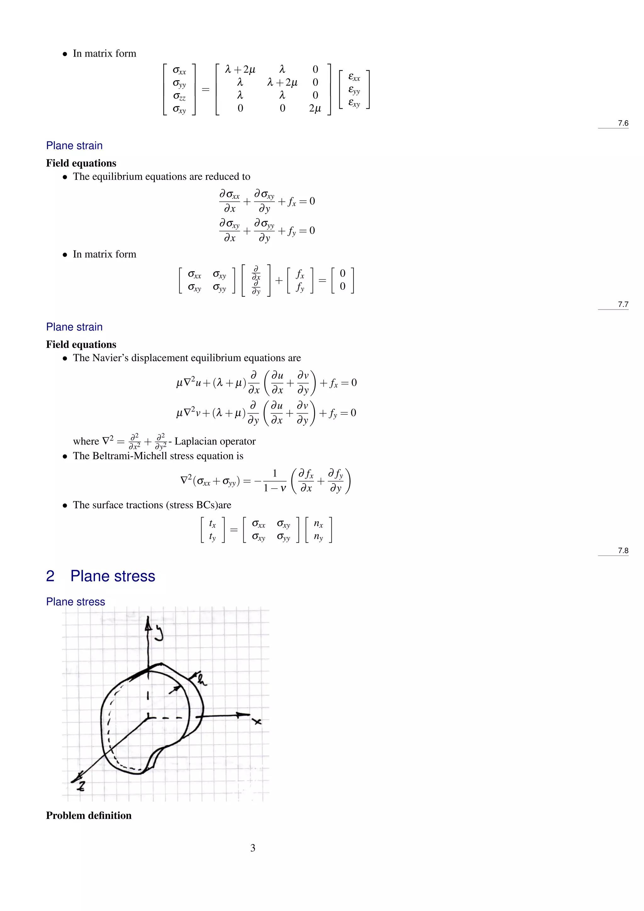 2-D formulation Plane theory of elasticity Att 6672 | PDF