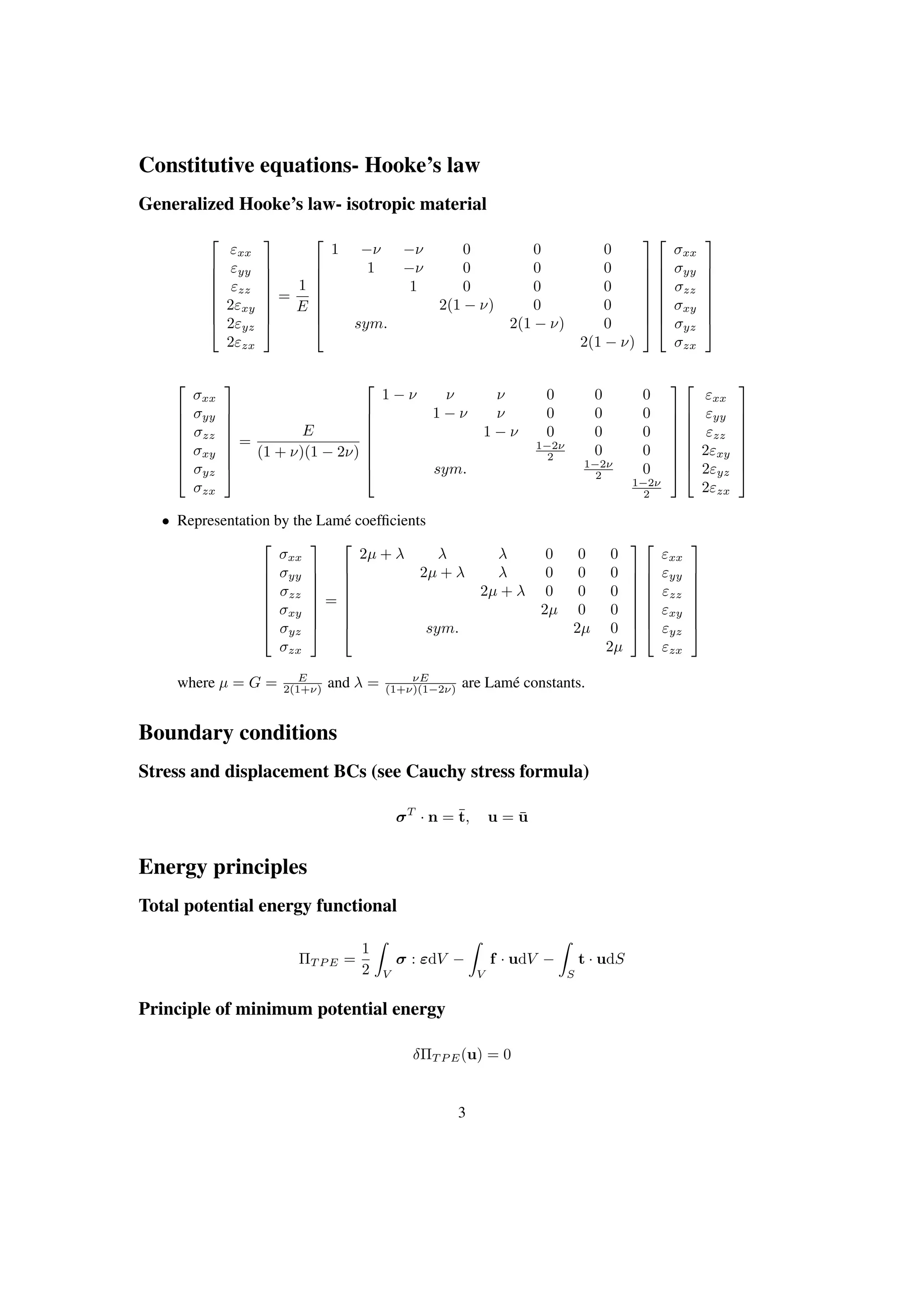Theory of elasticity and plasticity (Equations sheet part 01) Att 8676 | PDF