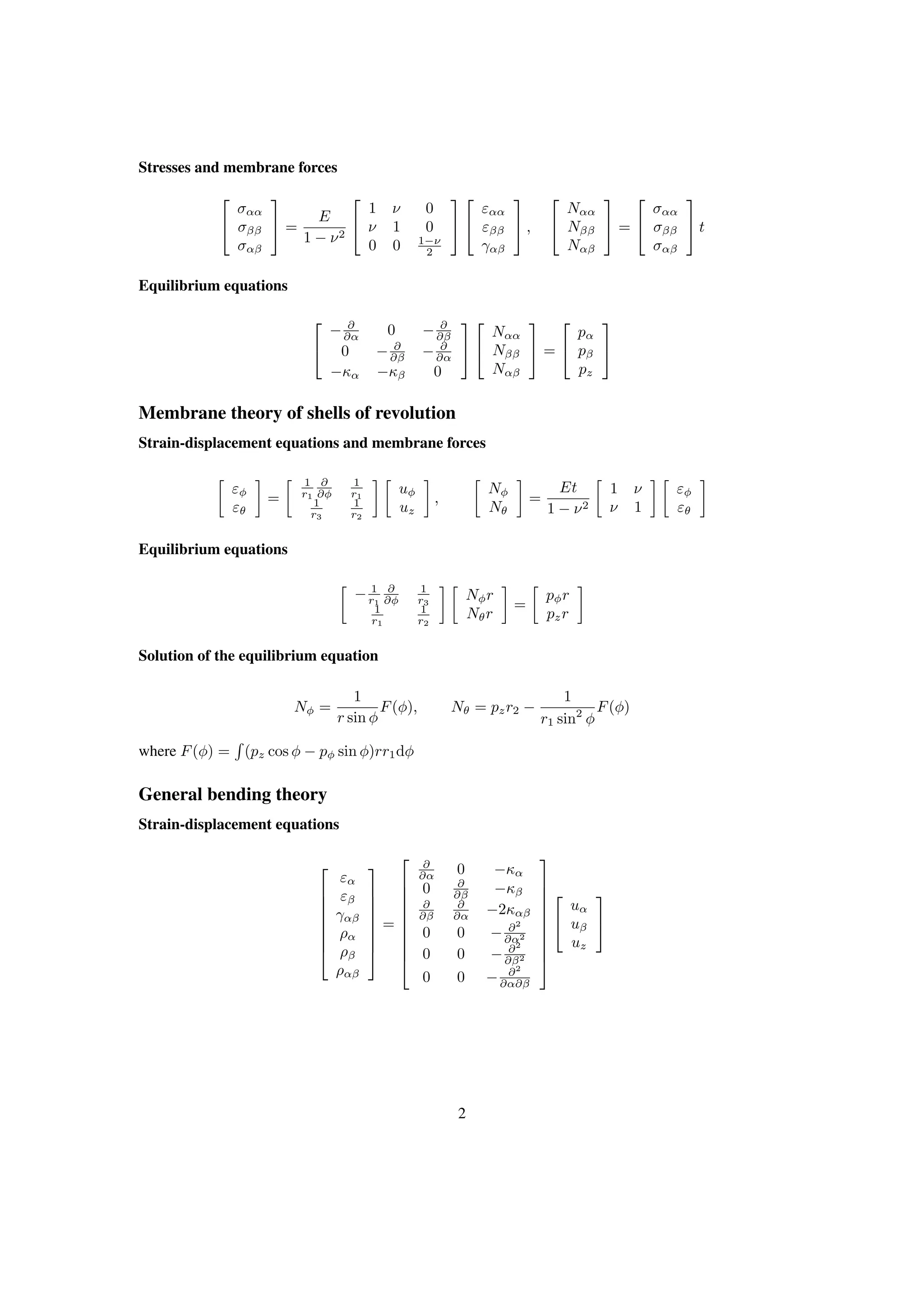 Theory of elasticity and plasticity (Equations sheet, Part 3) Att 9035 ...