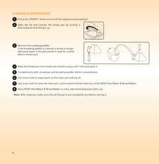 Features of Kent Atta Maker and Bread Maker | PDF