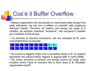 Attacchi alle applicazioni basati su buffer overflow | PPT