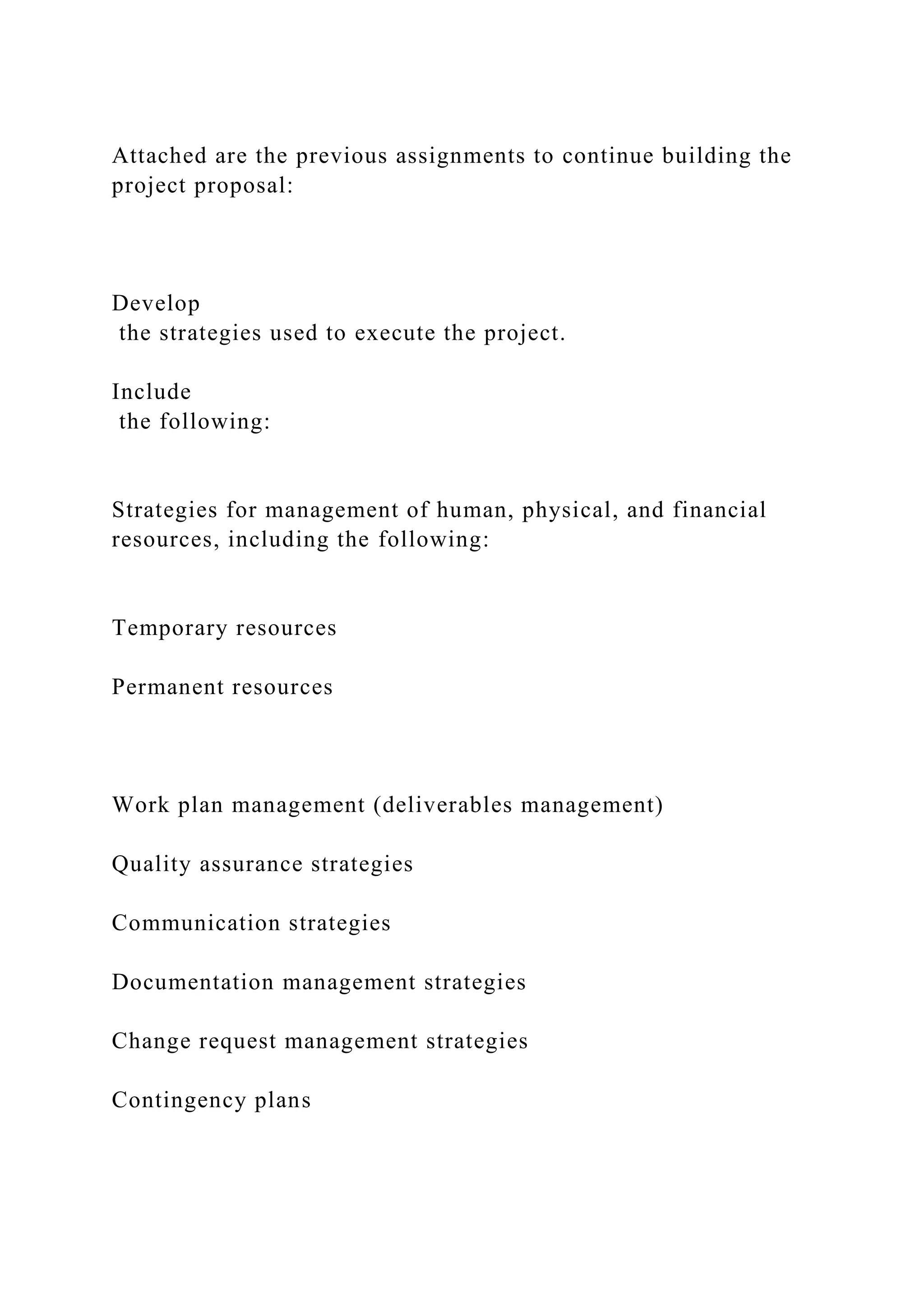 Attached are the previous assignments to continue building the proje | DOCX