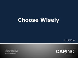 CAPUniversity Webinar: Choosing Wisely in SOLIDWORKS | PPTX