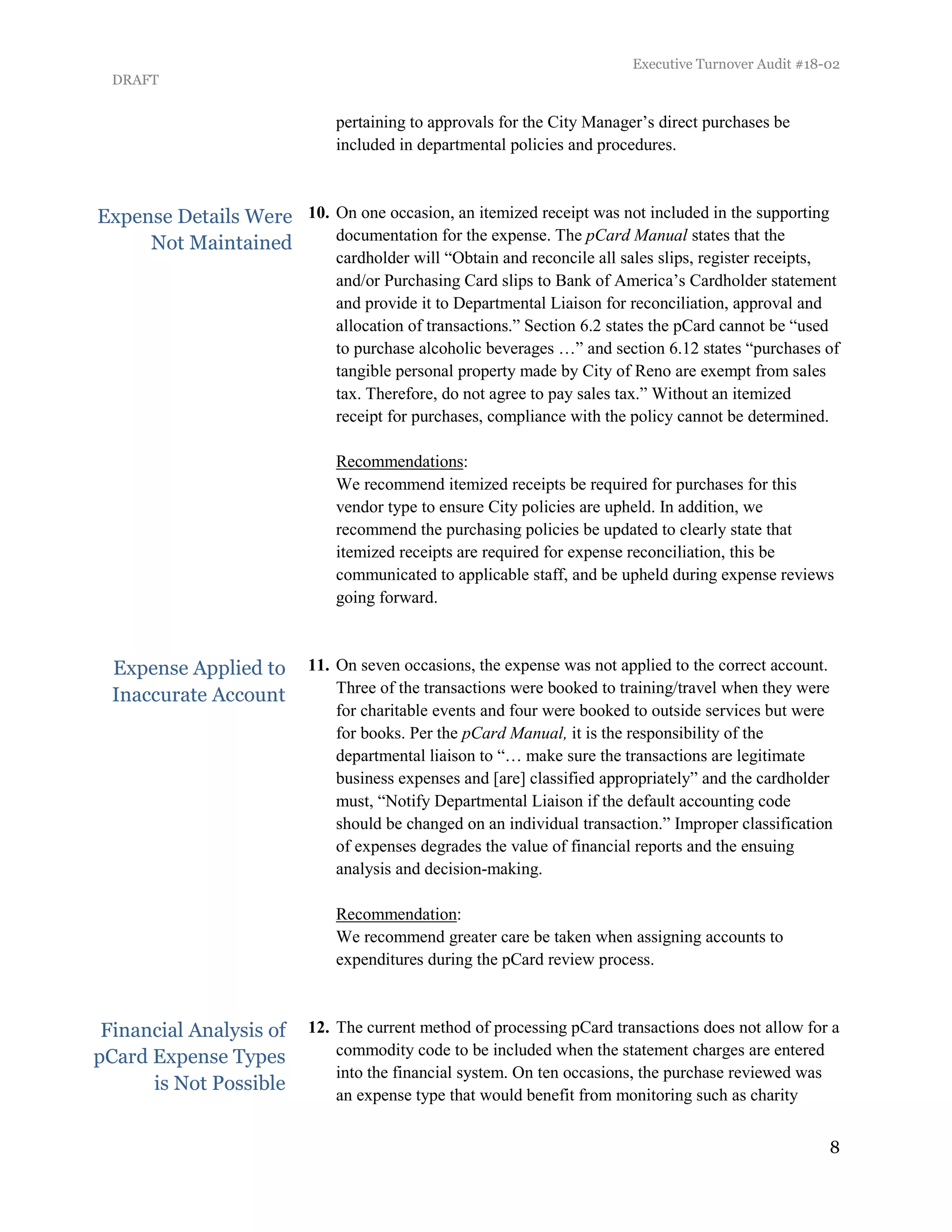 City of Reno Executive Turnover Audit Report | PDF