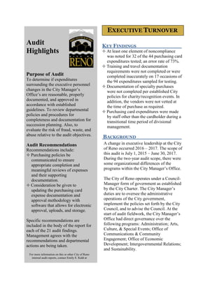 City of Reno Executive Turnover Audit Report | PDF