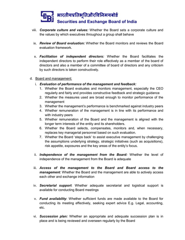 SEBI Latest Guidance Note on Board Evaluation | PDF