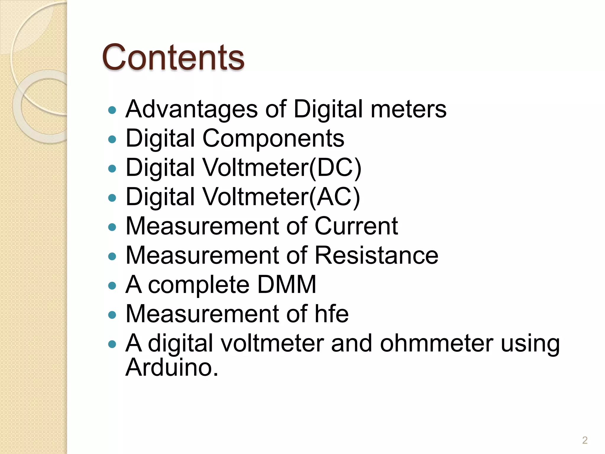 Digital Voltmeter, Digital Ammeter and Digital Multimeter | PPTX