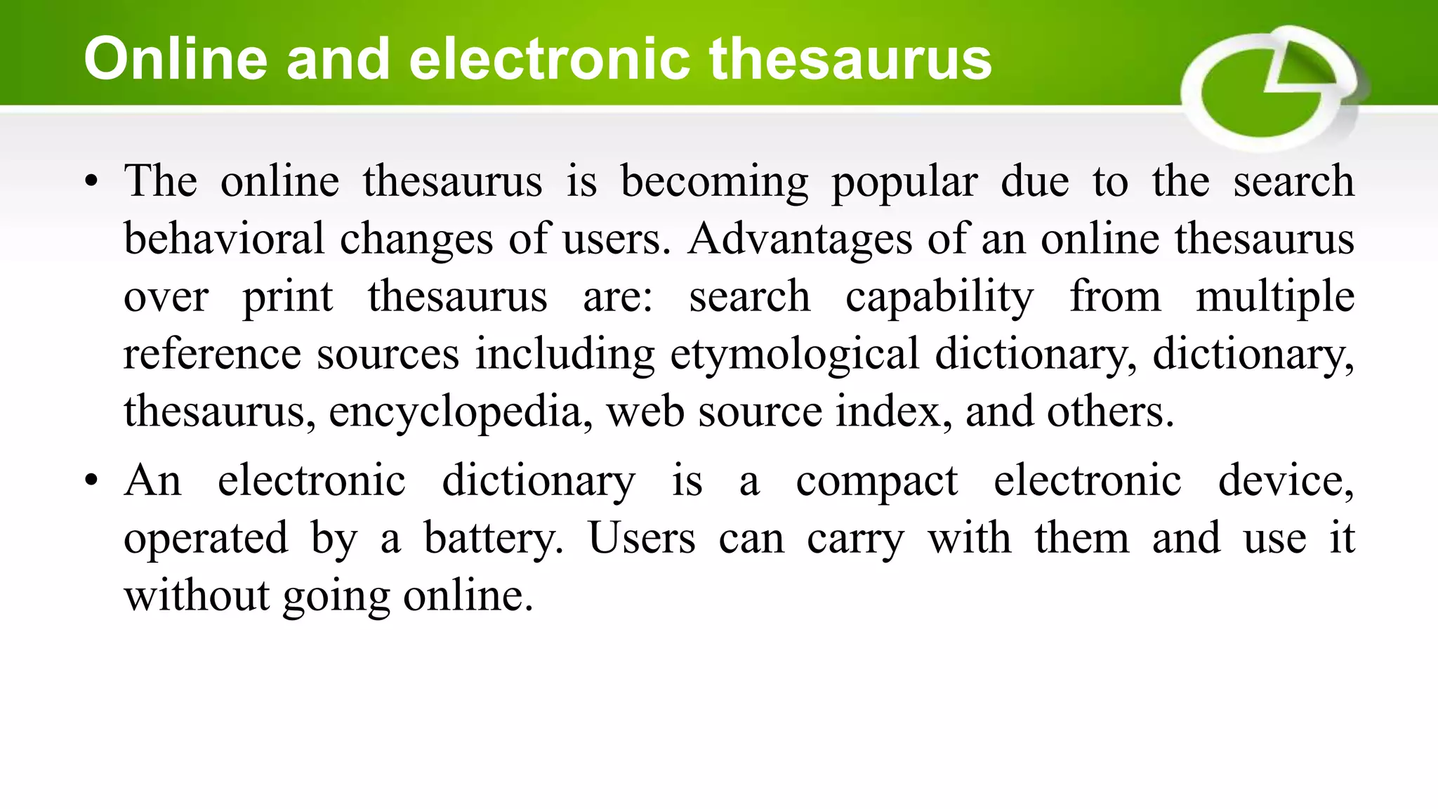 Dictionary and Thesaurus | PPTX