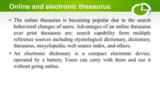 Dictionary and Thesaurus | PPTX
