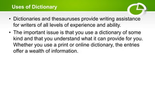 Dictionary and Thesaurus | PPTX