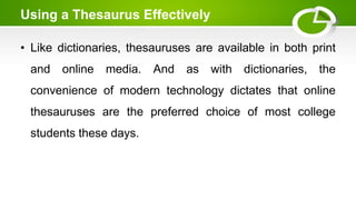 Dictionary and Thesaurus | PPTX