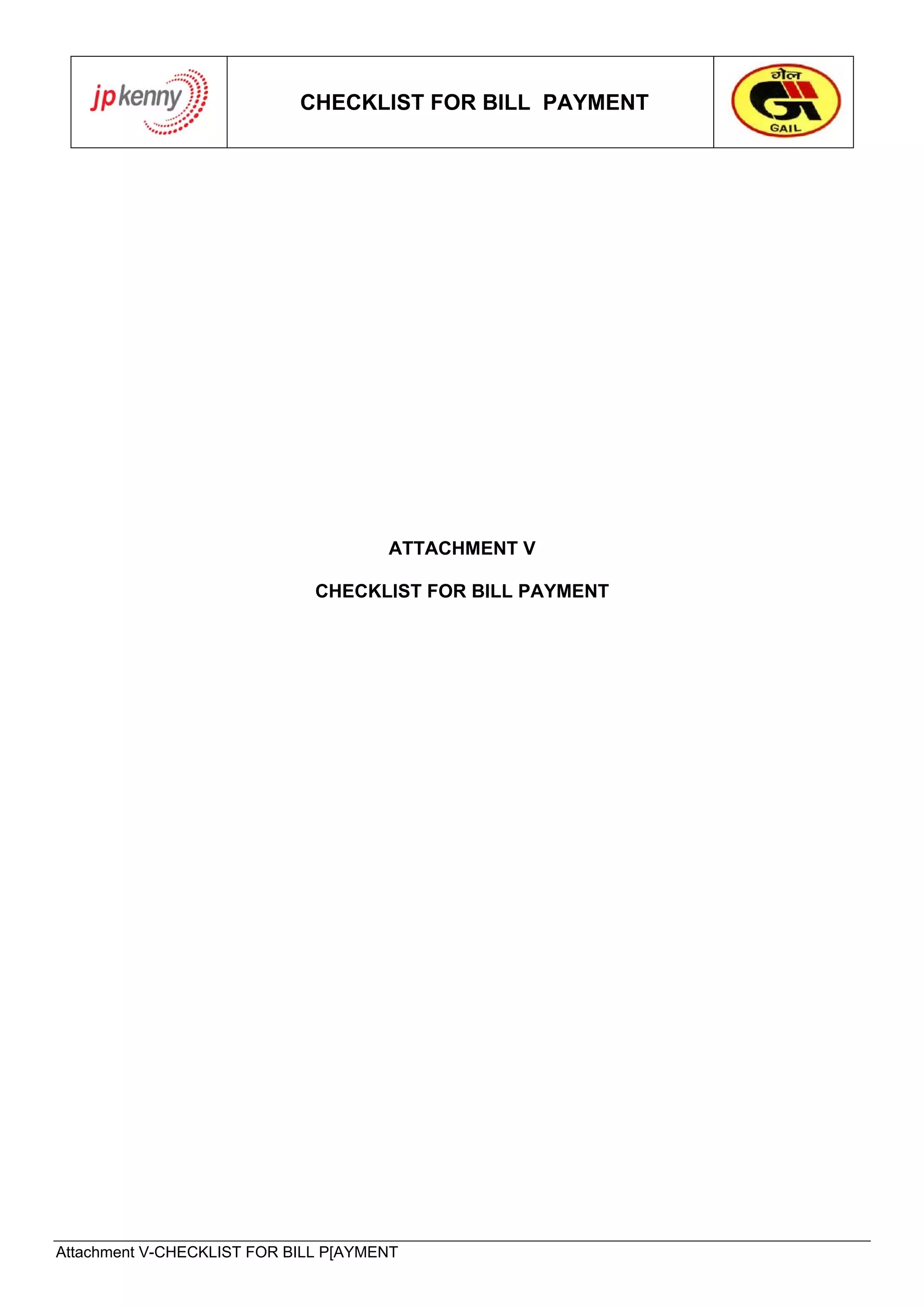 Attachment v-checklist for bill payment-final | PDF