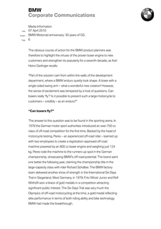Bmw Motorrad 30 Anniversary Gs En | PDF