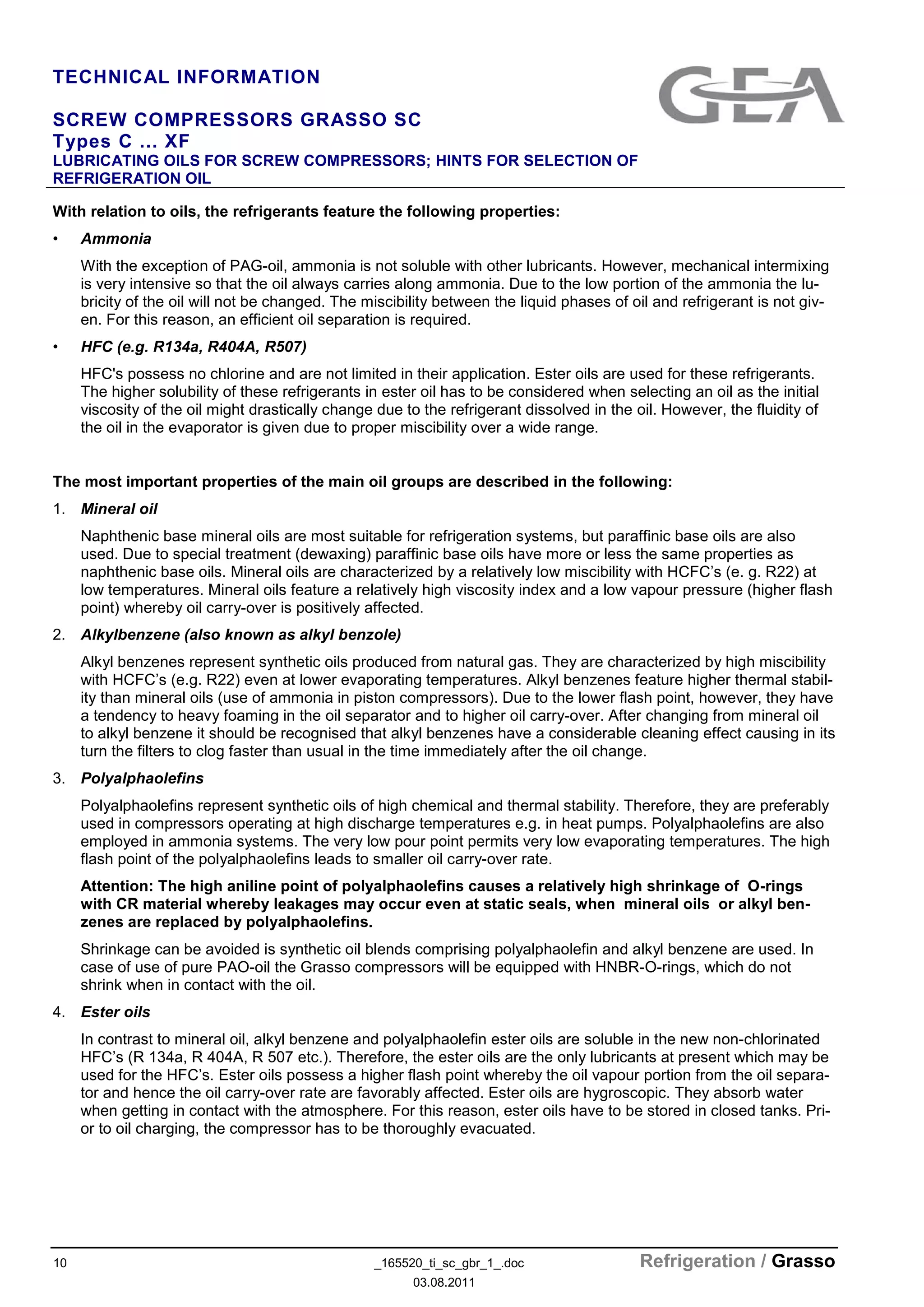 gea-grasso oil recommendation | PDF