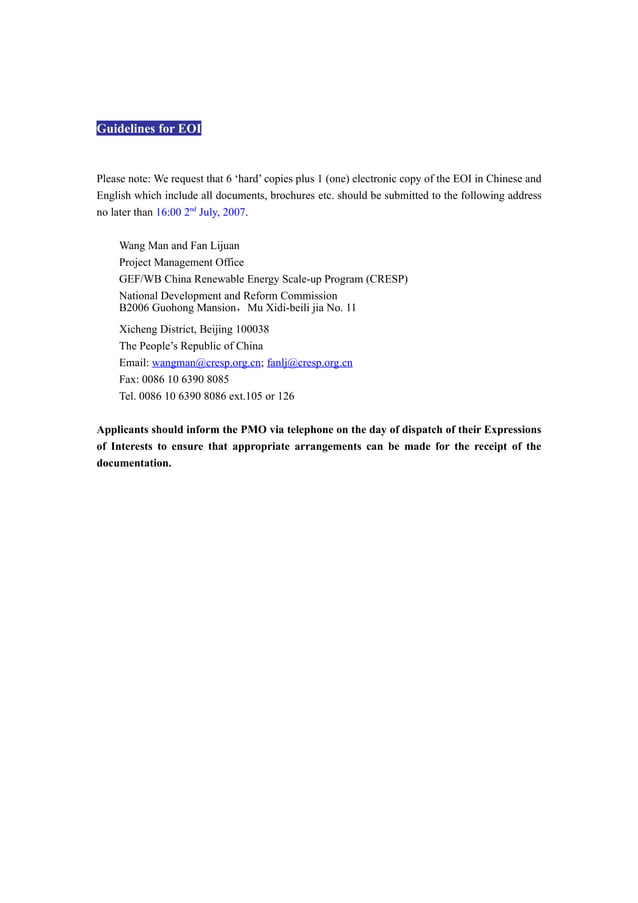 Attachment 4 standard format for eoi and its guidelines | PDF