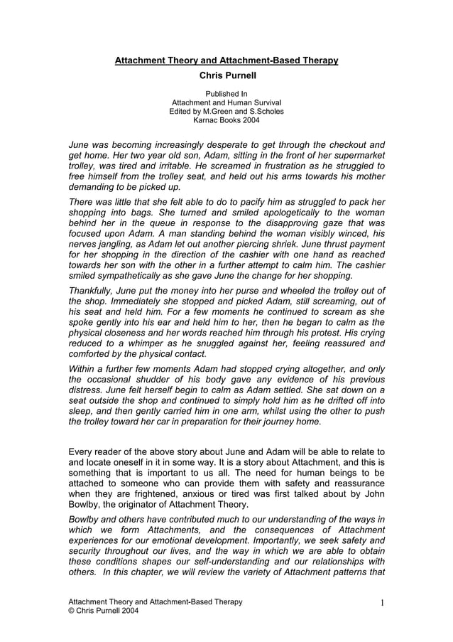 Attachment And Attachment Based Therapy | PDF