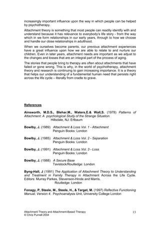 Attachment And Attachment Based Therapy | PDF