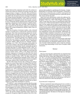 Attachment Behavior In Dogs (Canis Familiaris ) A New Application Of ...