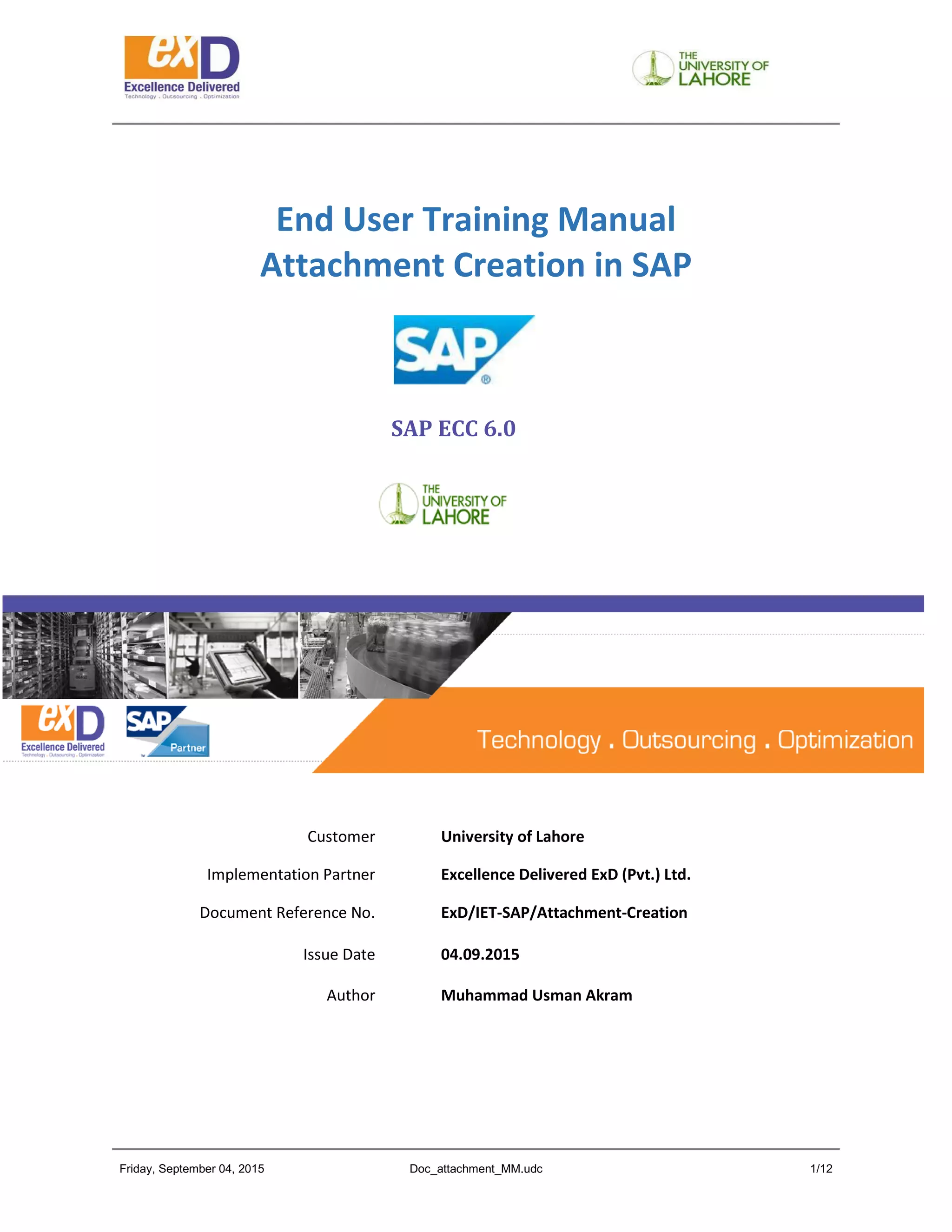 Attachment creation in sap | PDF