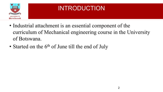 Mechanical engineering internship presentation | PPTX