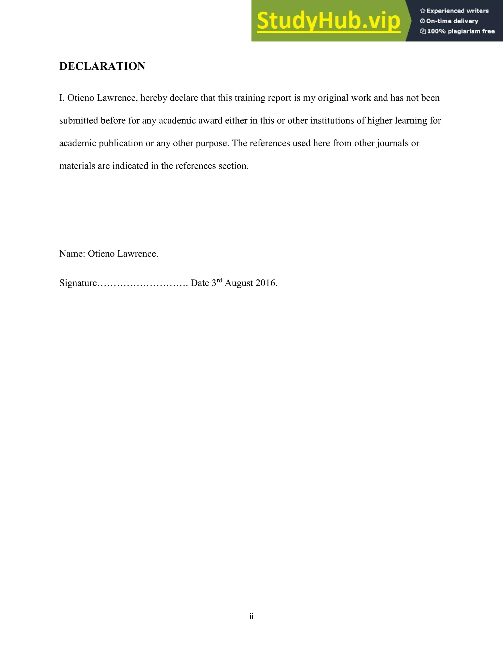 ATTACHMENT REPORT SAMPLE | PDF