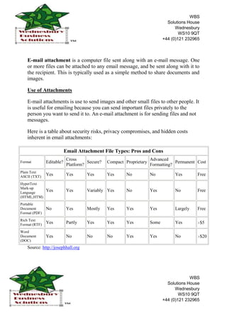 Attachments | DOCX | Email | Internet