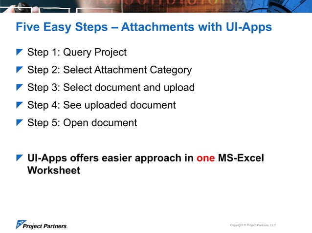 Upload Oracle Ebs Attachments Via Ms Excel Templates Using Project Partners Ui Apps Ppt