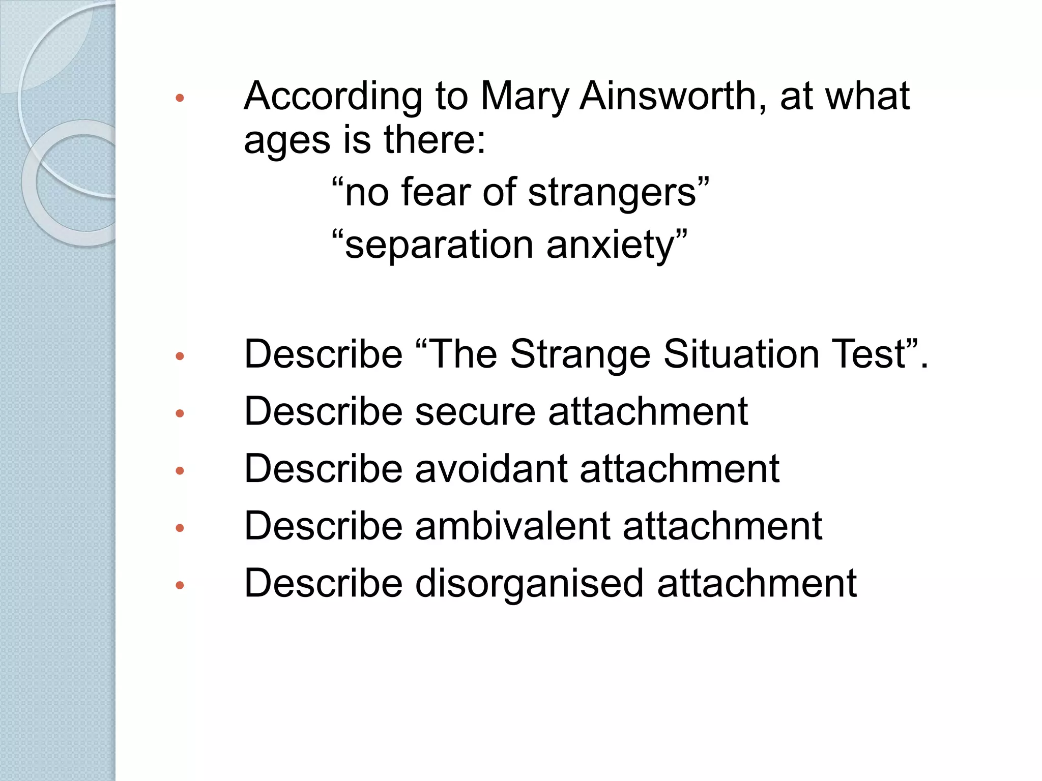 Attachment theories Bowlby Ainsworth | PPTX