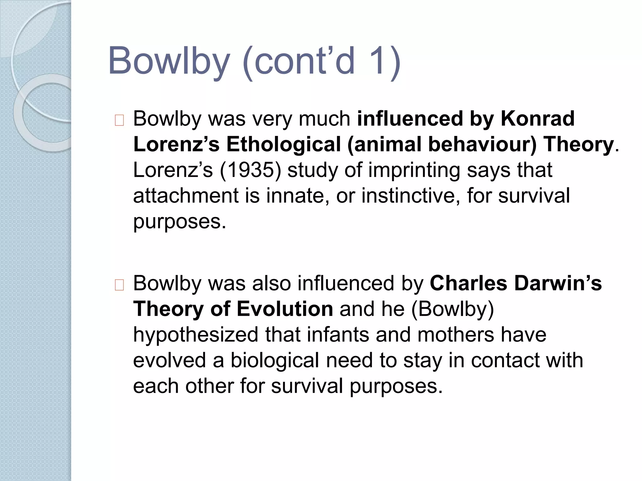 Attachment theories Bowlby Ainsworth | PPTX