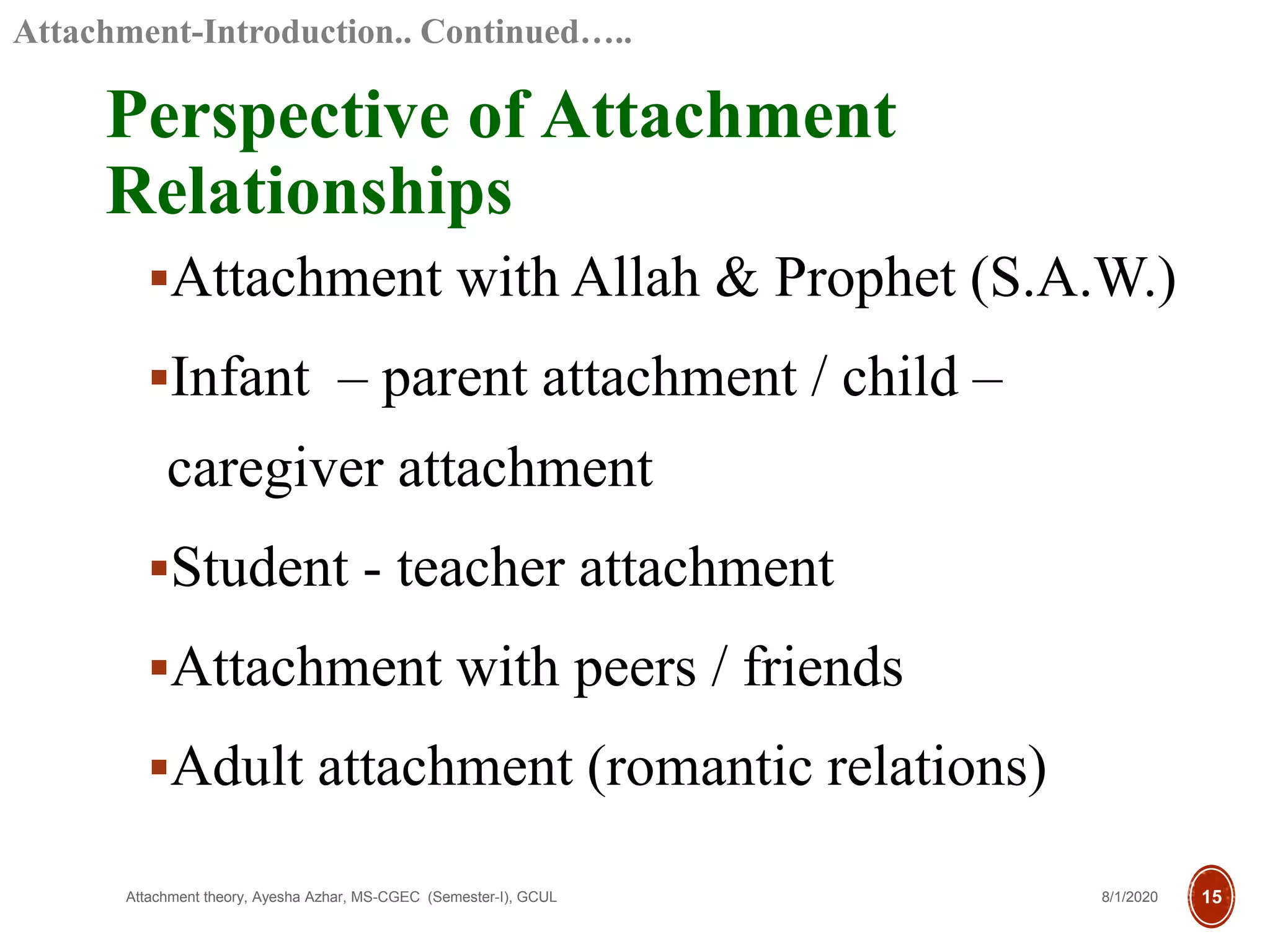 Attachment Theory, Description & Implications for Schools | PPTX