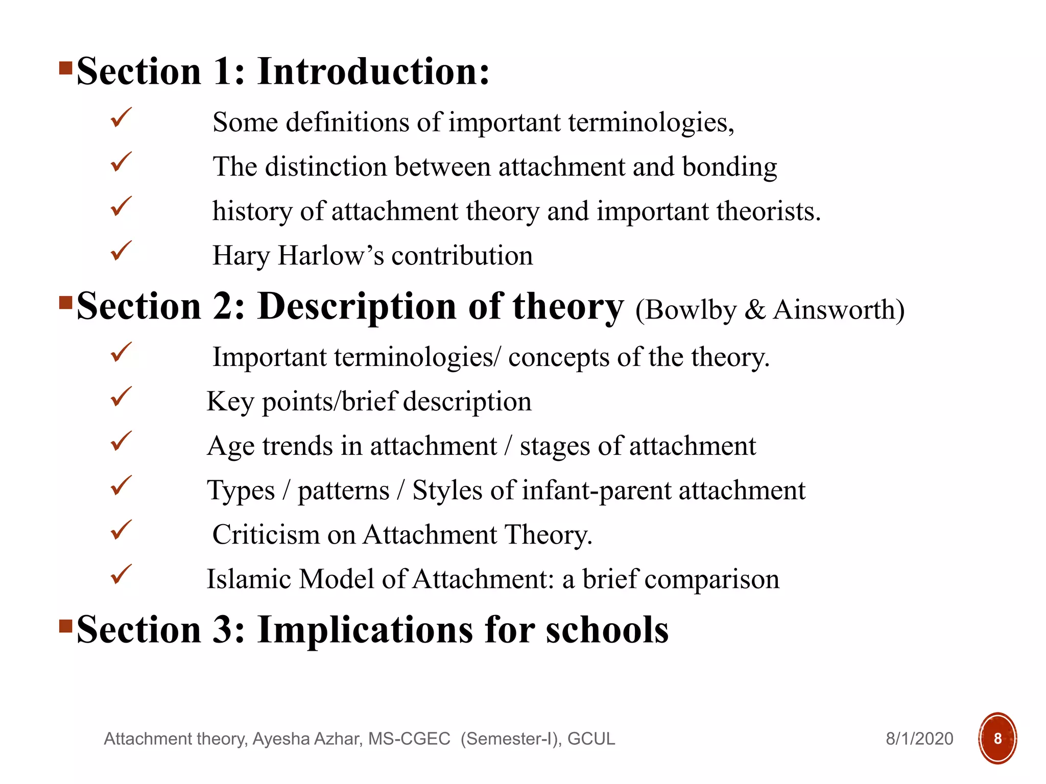 Attachment Theory, Description & Implications for Schools | PPTX
