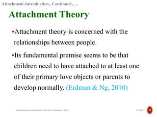 Attachment Theory, Description & Implications for Schools | PPTX