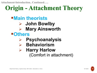 Attachment Theory, Description & Implications for Schools | PPTX