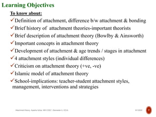 Attachment Theory, Description & Implications for Schools | PPTX