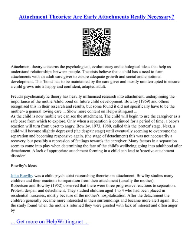 Attachment Theory | PDF