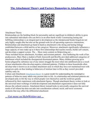 Attachment Theory | PDF