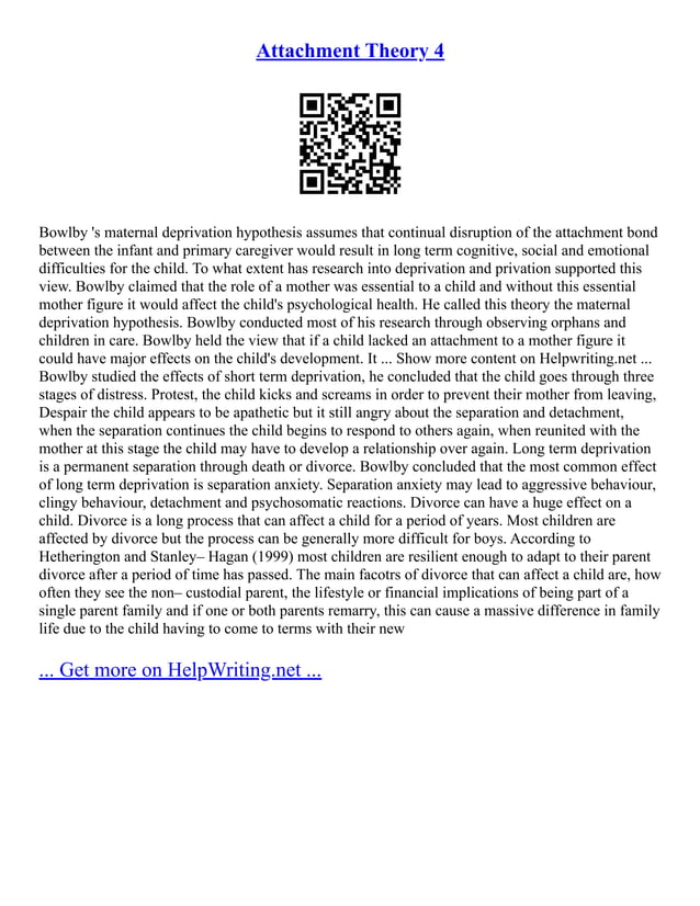Attachment Theory 4 | PDF