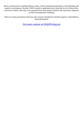 Attachment Theory Essay | PDF