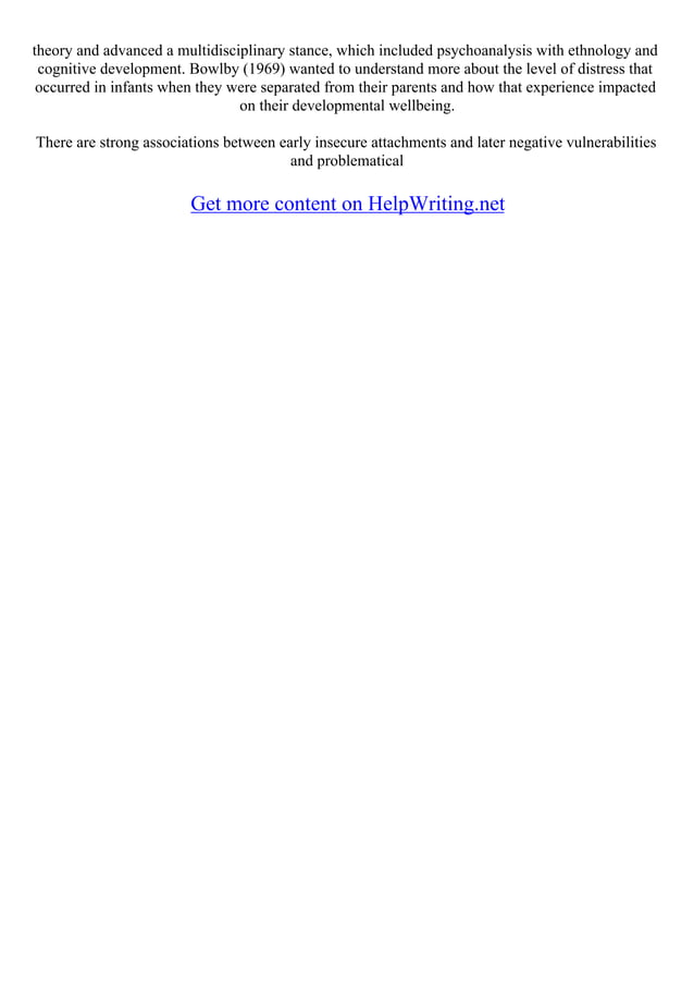 Attachment Theory Essay | PDF
