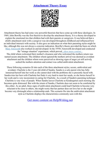 Attachment Theory Essay | PDF