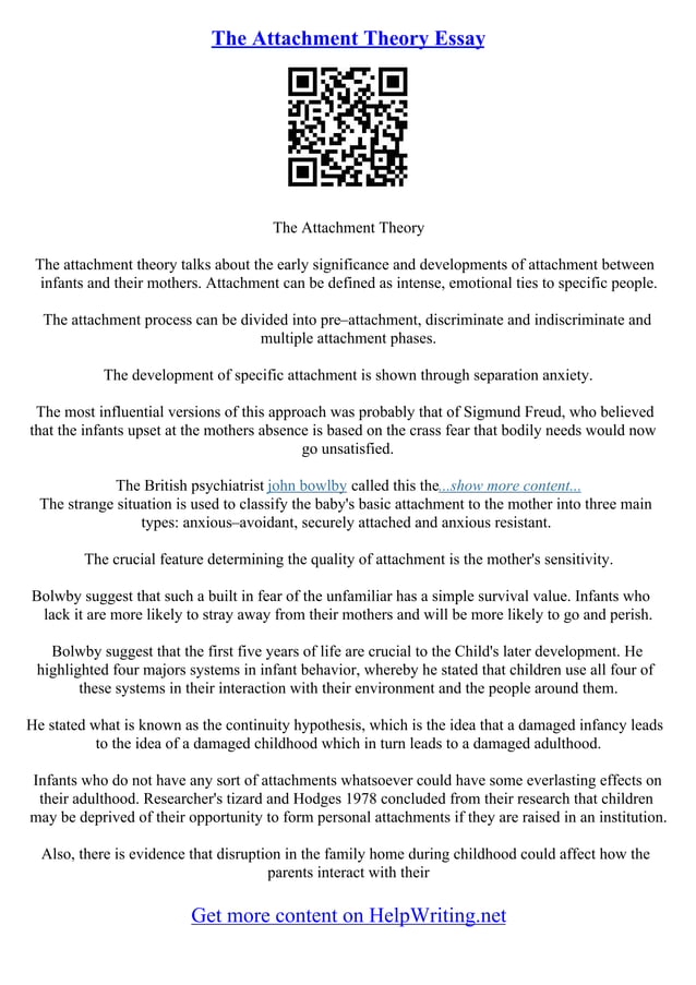 Attachment Theory Essay | PDF