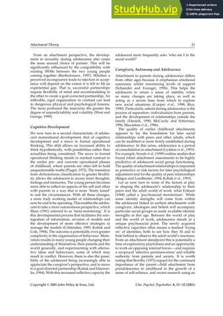 Attachment Theory In Adolescence And Its Relevance To Developmental Psychopathology - Lucy Scott ...