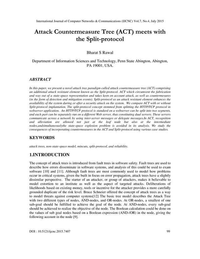 Attack countermeasure tree (act) meets with | PDF